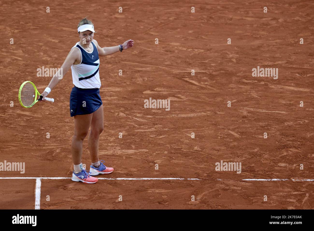 ©Sebastien Muylaert/MAXPPP - Barbora Krejcikova of The Czech Republic reacts after winning in ...