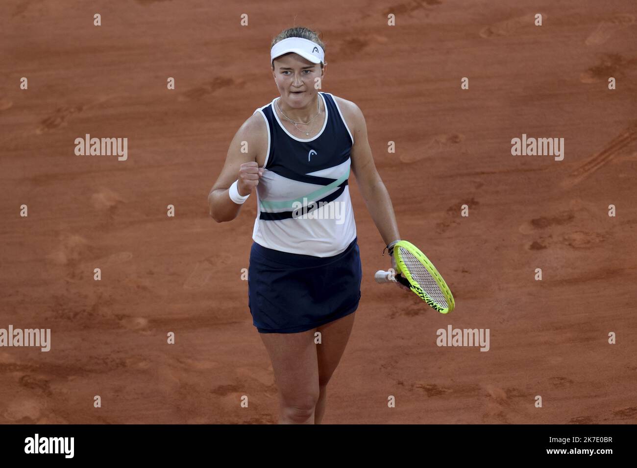 ©Sebastien Muylaert/MAXPPP - Barbora Krejcikova of The Czech Republic reacts after winning in ...