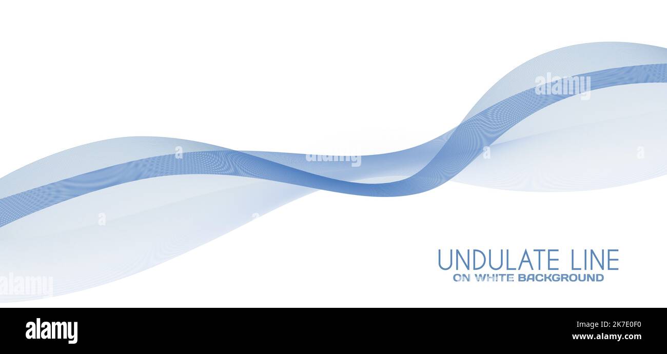 Abstract light blue translucent undulate line on white background ...