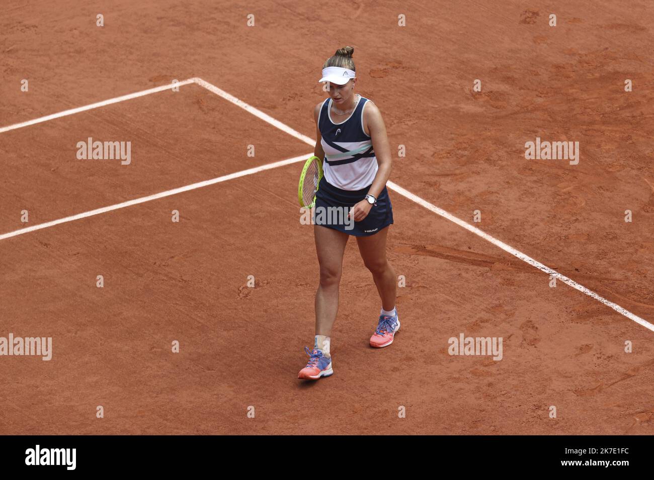 ©Sebastien Muylaert/MAXPPP - Barbora Krejcikova of Czech Republic reacts during the women's ...