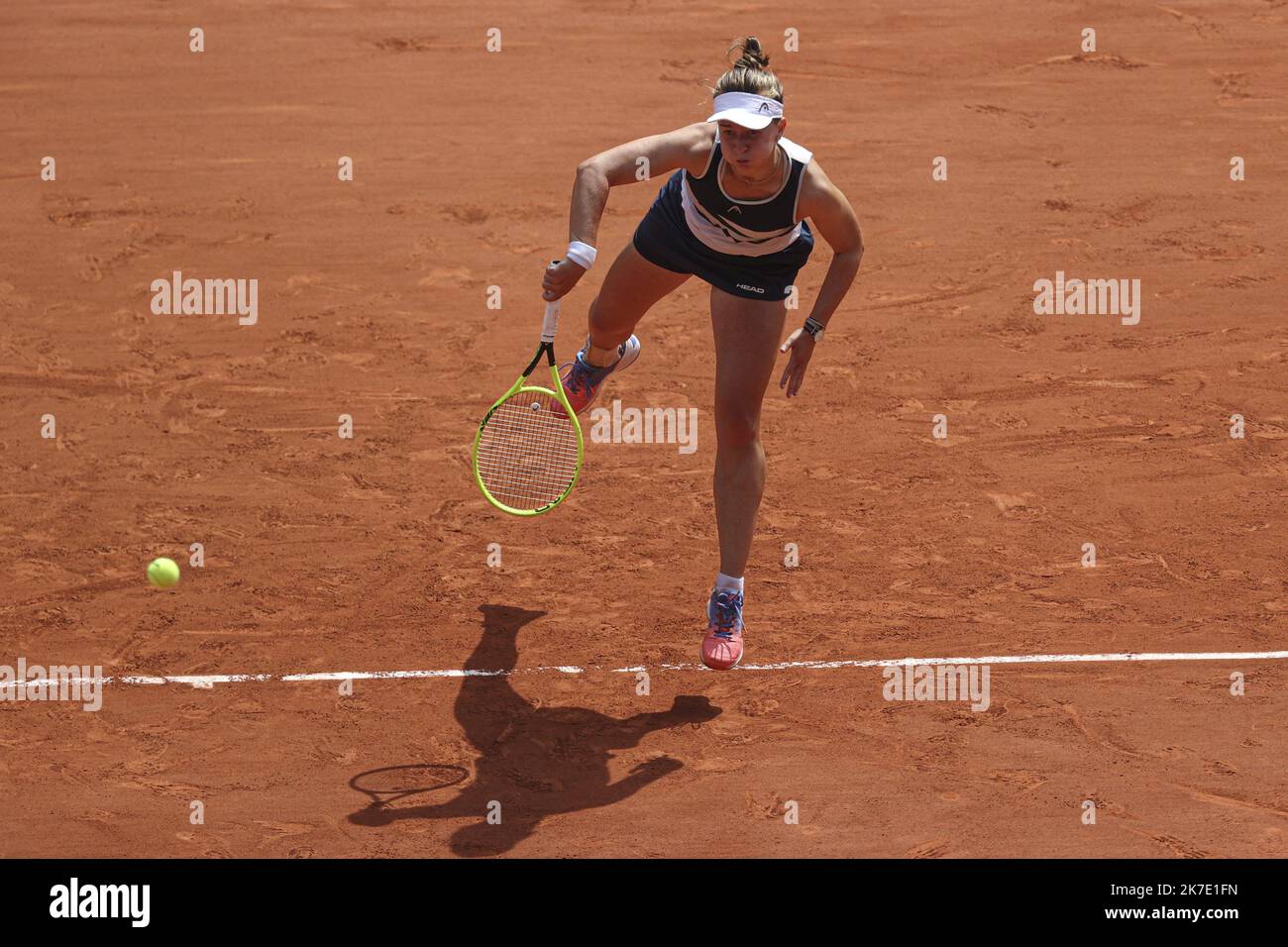 ©Sebastien Muylaert/MAXPPP - Barbora Krejcikova of Czech Republic serves during the women's ...