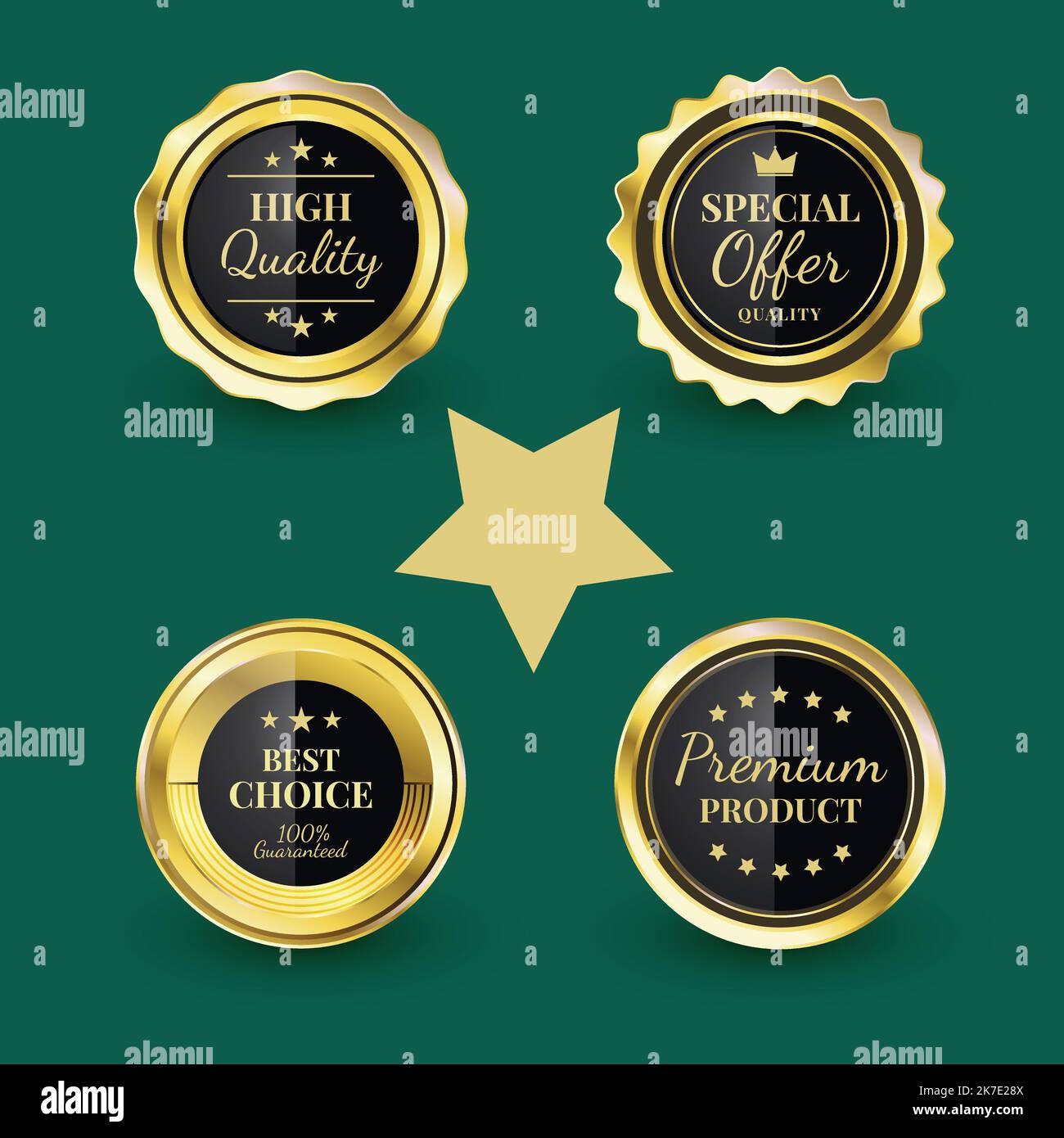 Golden crown highest quality labels collection icons satisfaction ...