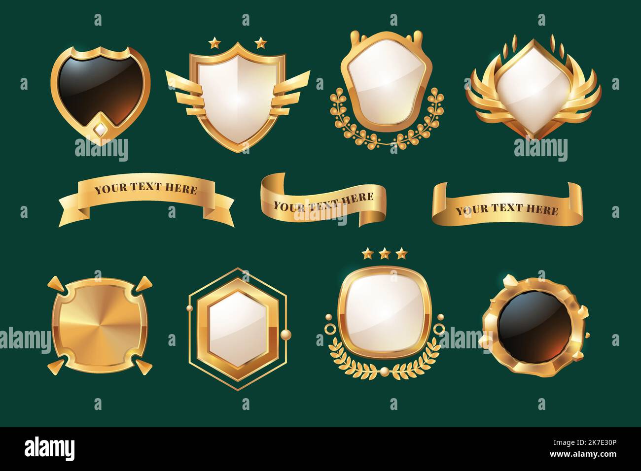 Golden crown highest quality labels collection icons satisfaction ...