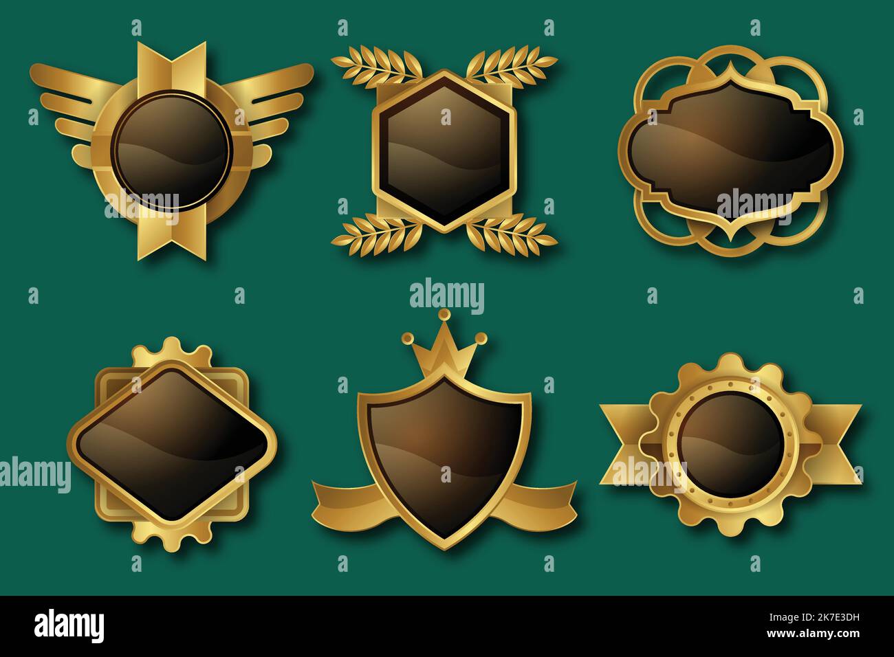 Golden crown highest quality labels collection icons satisfaction ...