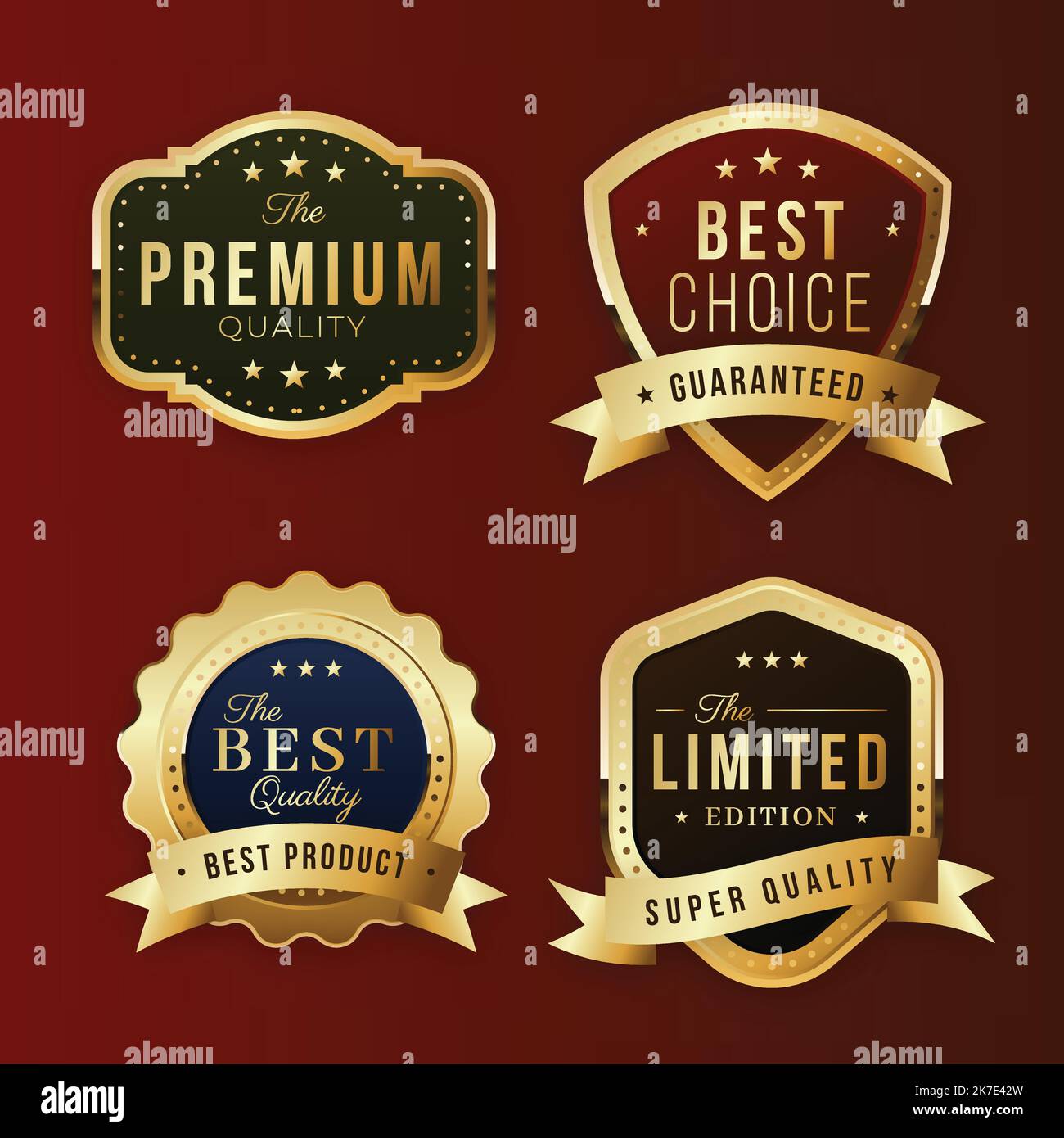 Golden crown highest quality labels collection icons satisfaction ...