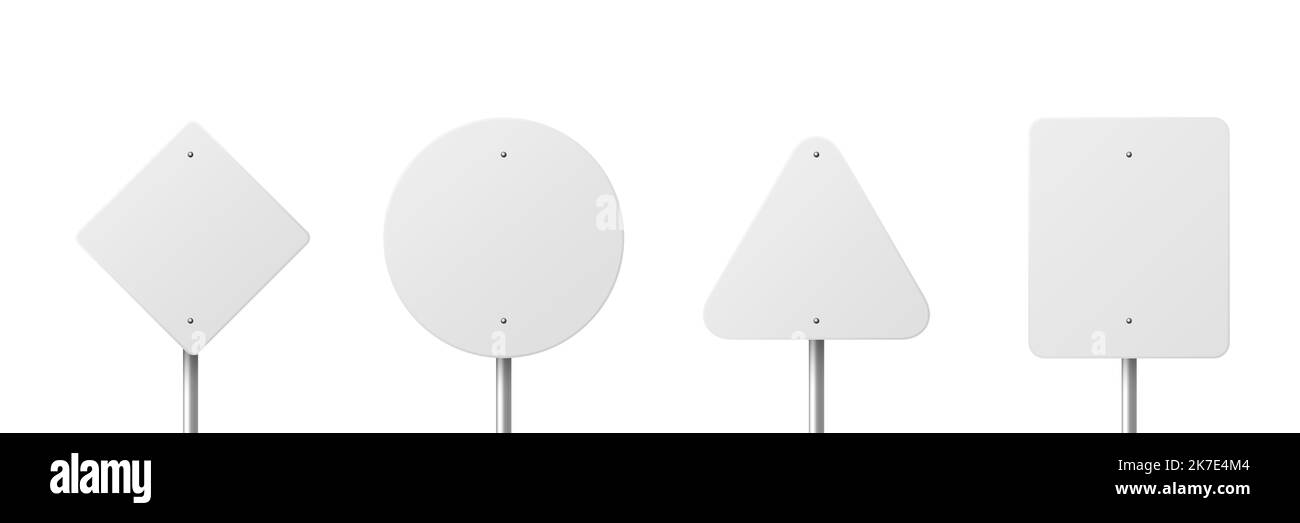 Vector White Warning, Danger Stop Sign Icon Set Isolated. Rhombus ...