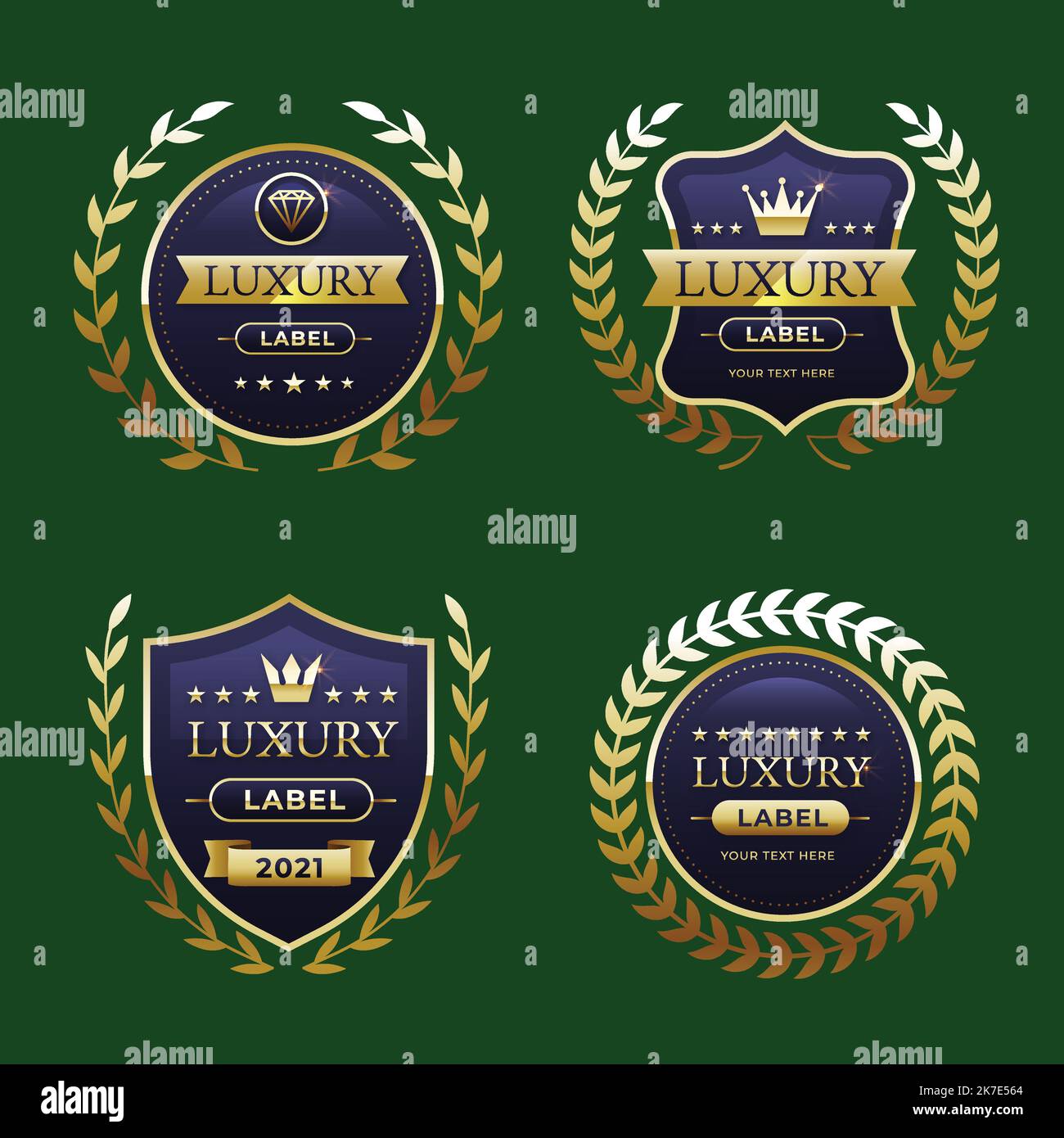 Golden crown highest quality labels collection icons satisfaction ...