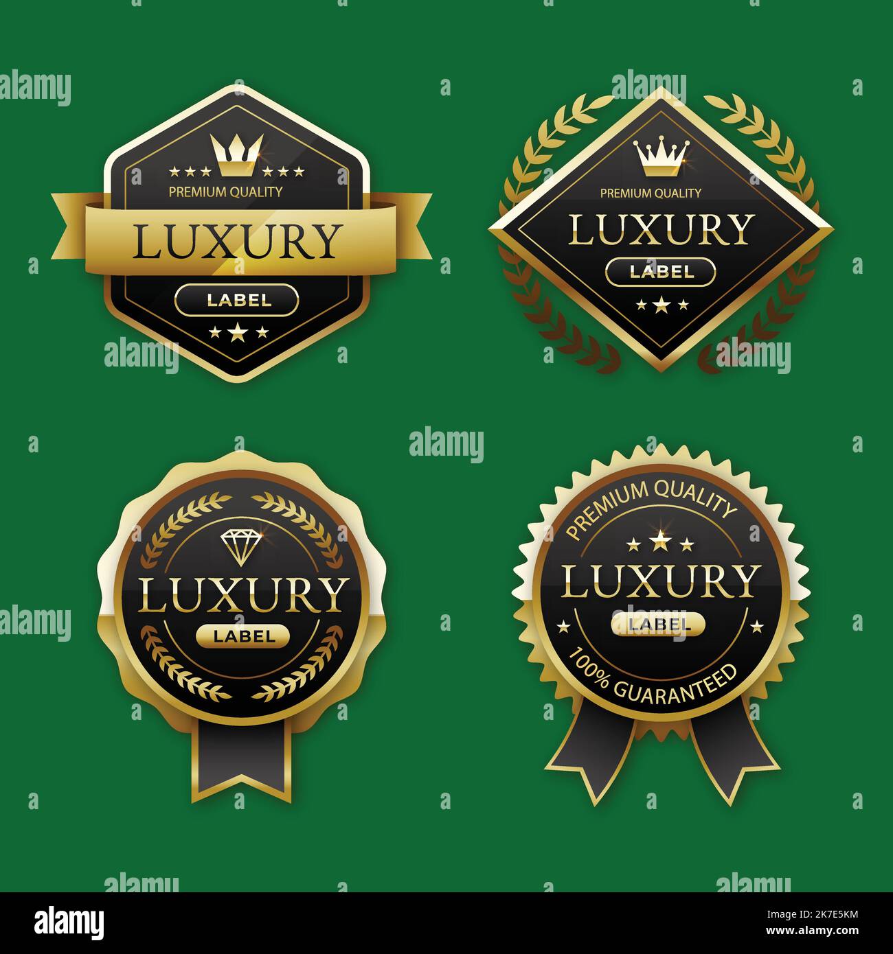 Golden crown highest quality labels collection icons satisfaction ...