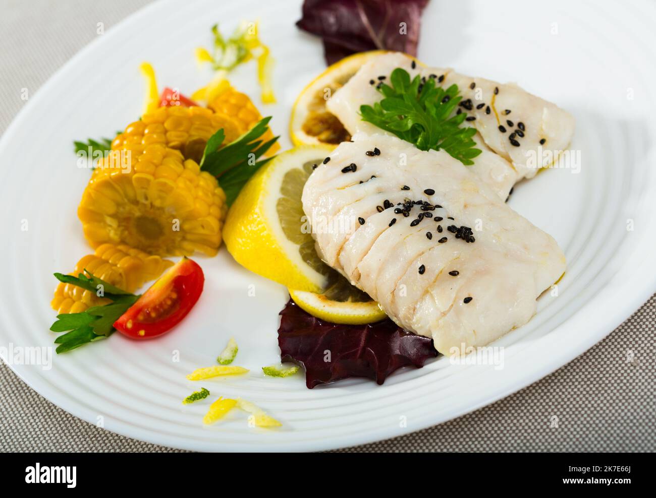 Steamed cod fillets Stock Photo - Alamy