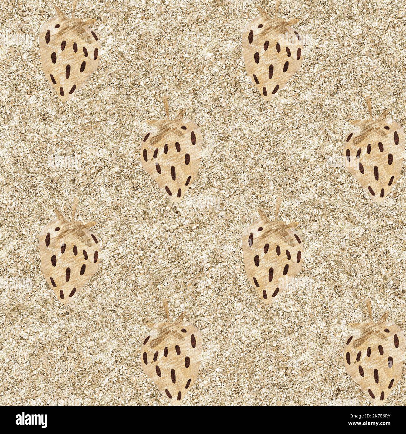 Brown linen strawberry vintage seamless pattern. Cottagecore marl retro ...