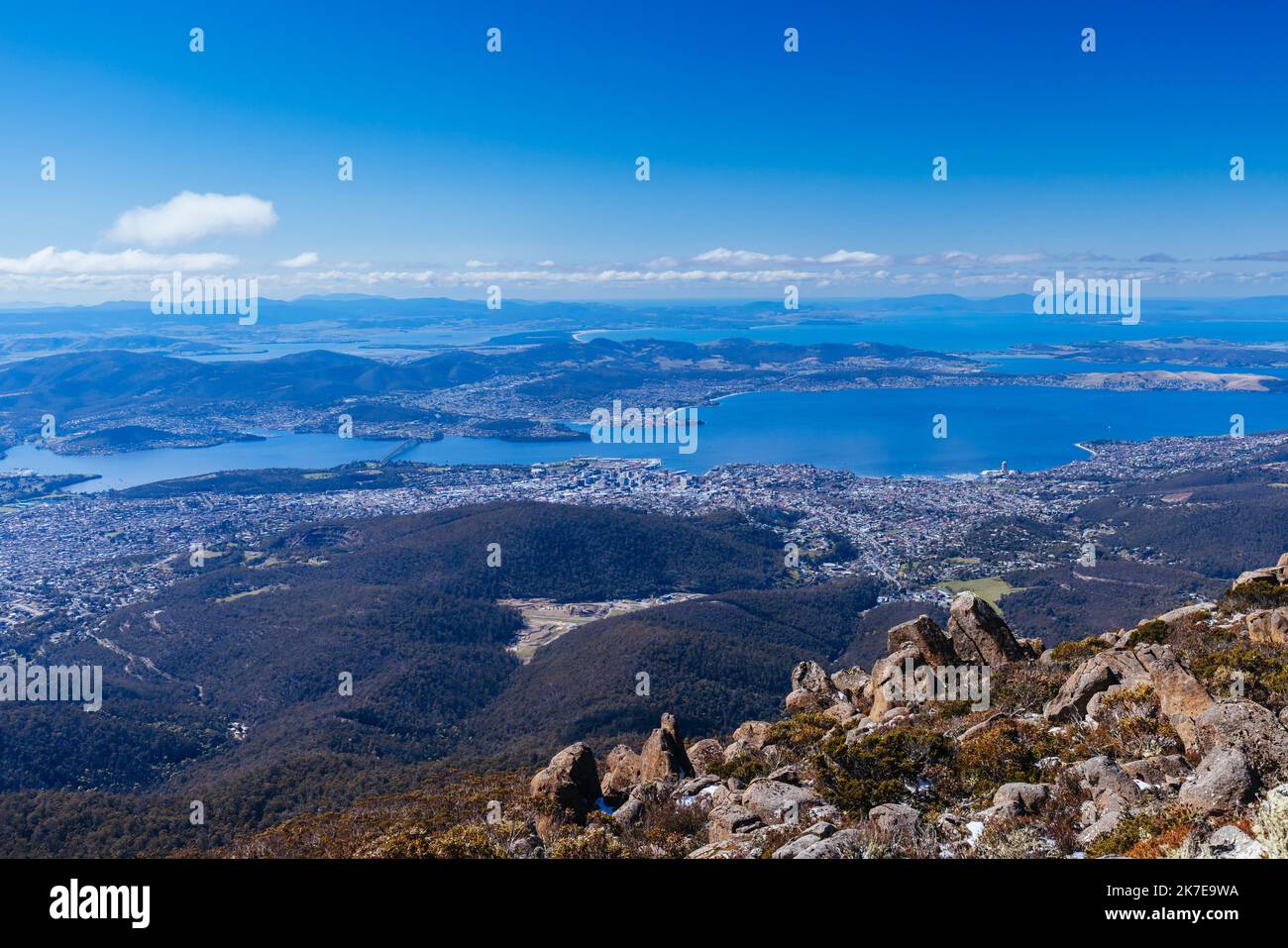 View from Mt Wellington over Hobart Tasmania Australia Stock Photo - Alamy