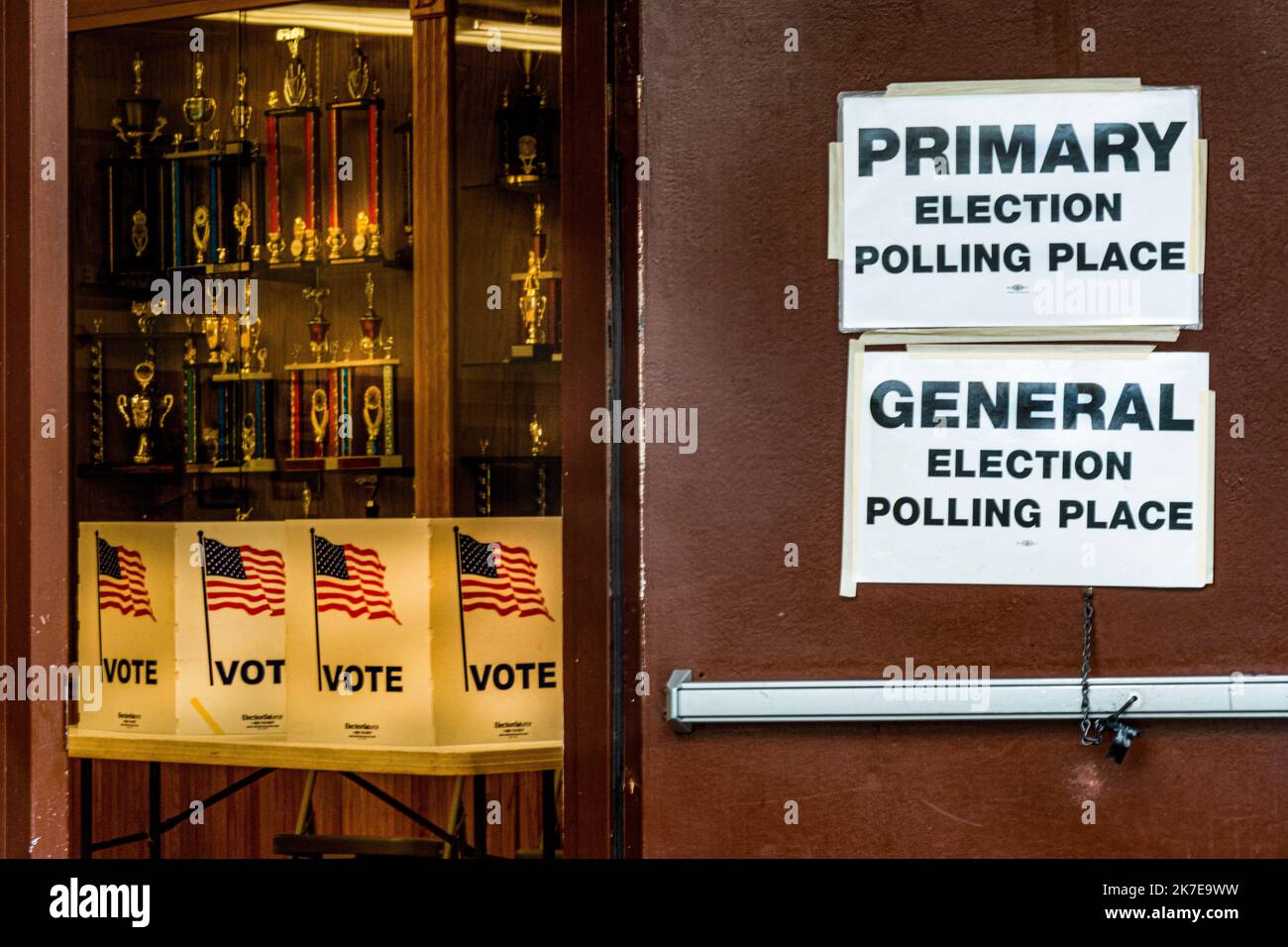 Open door to election polling place Stock Photo - Alamy