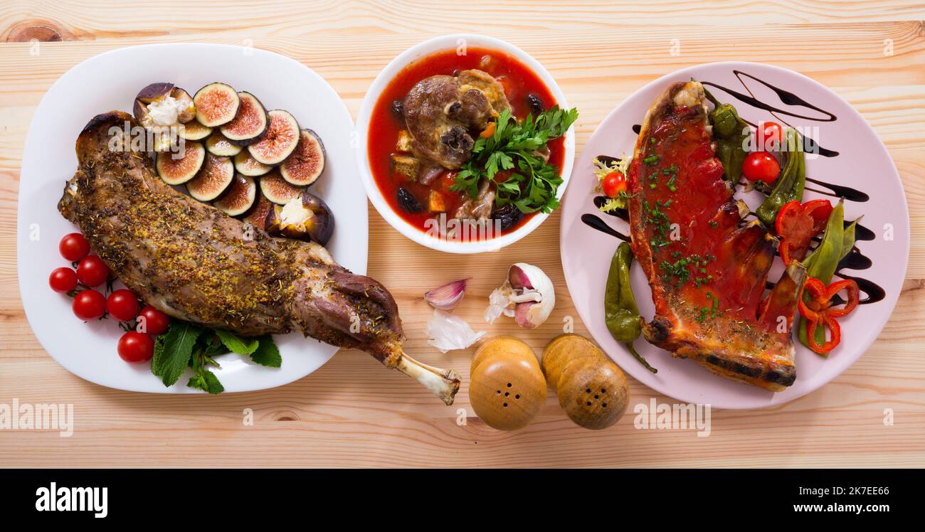 Set of assorted lamb dishes Stock Photo - Alamy