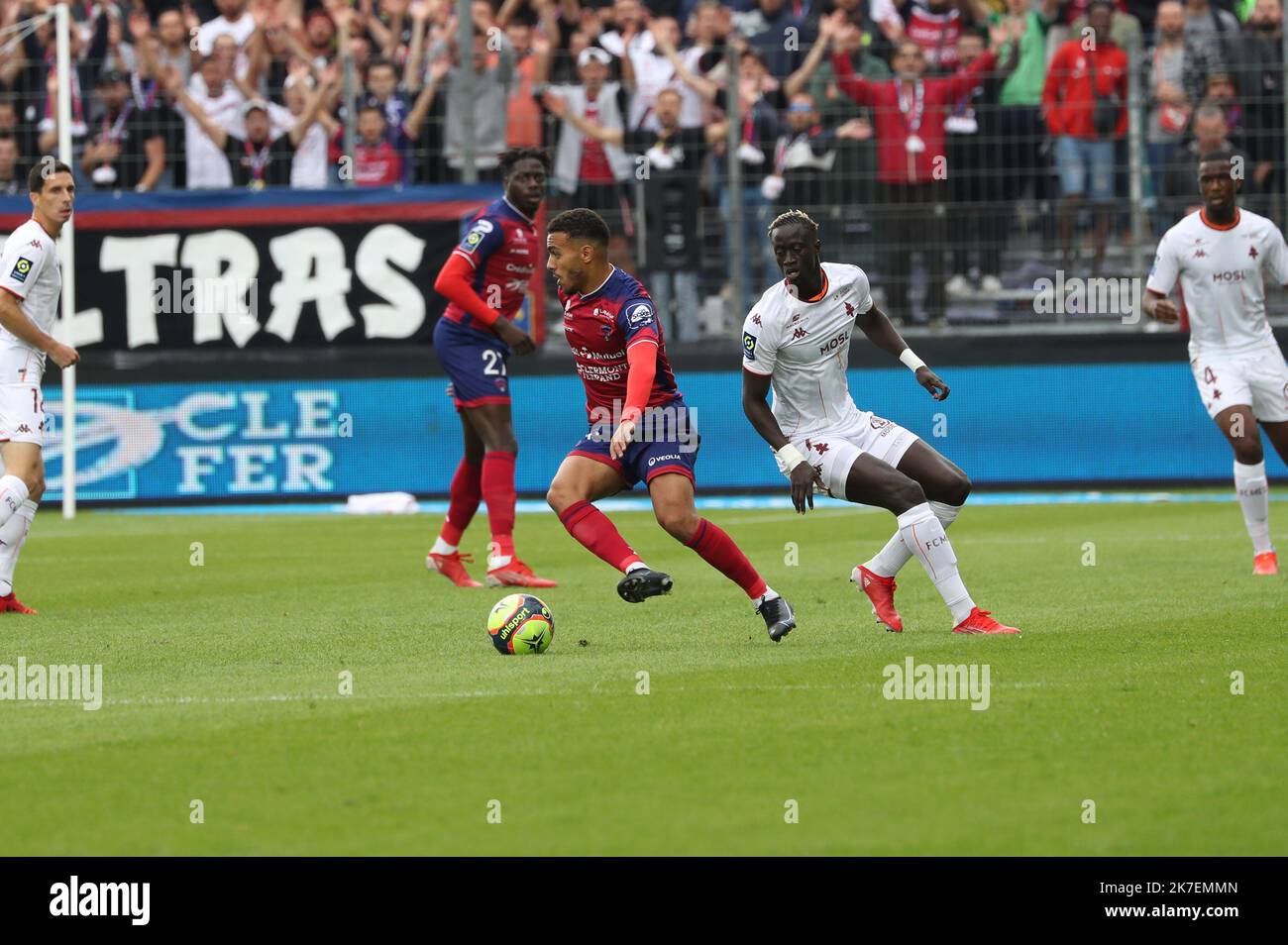 Thierry LARRET / MAXPPP. Football. Ligue 1 Uber Eats. Clermont Foot 63 vs Football Club de Metz ...
