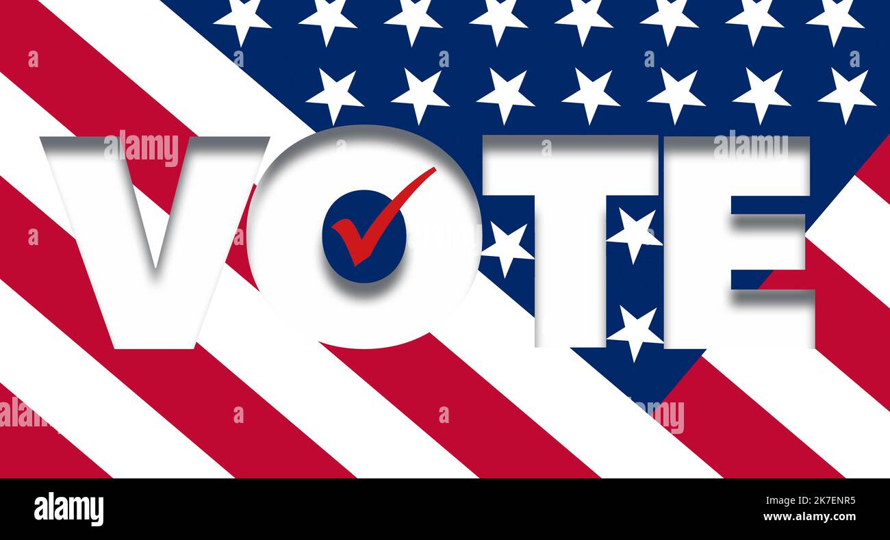 Vote 2022 is a banner, sign, 3-d illustration to encourage American’s ...