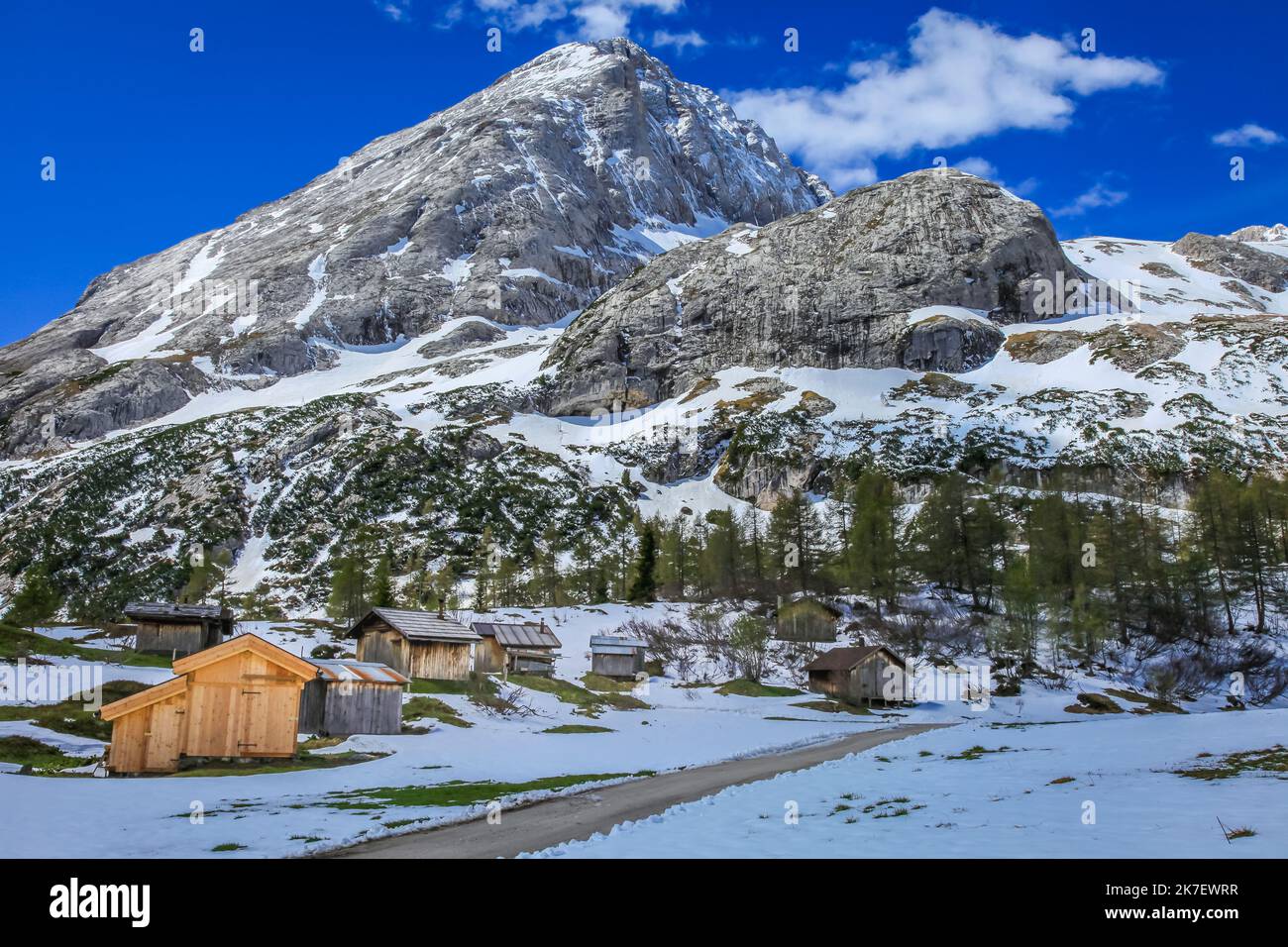 Snowcapped Marmolada mountain in Dolomites alps, Italy Stock Photo - Alamy