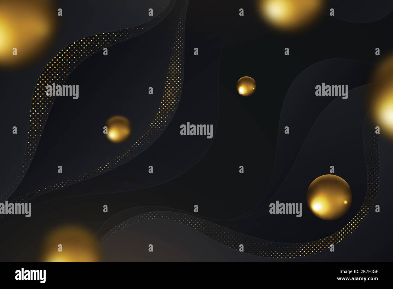 gradient black background with golden balls vector design illustration ...