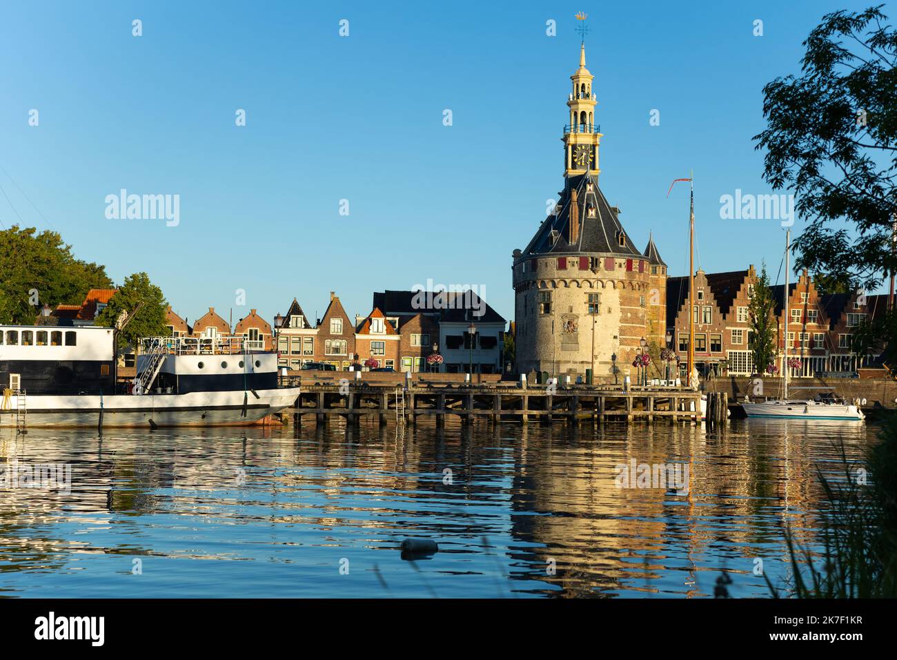 View of Hoofdtoren, tower beside quay in Hoorn Stock Photo - Alamy