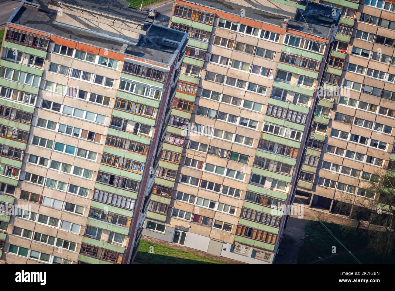 Lazdynai district of Vilnius from above tv tower at sunset, Lithuania ...