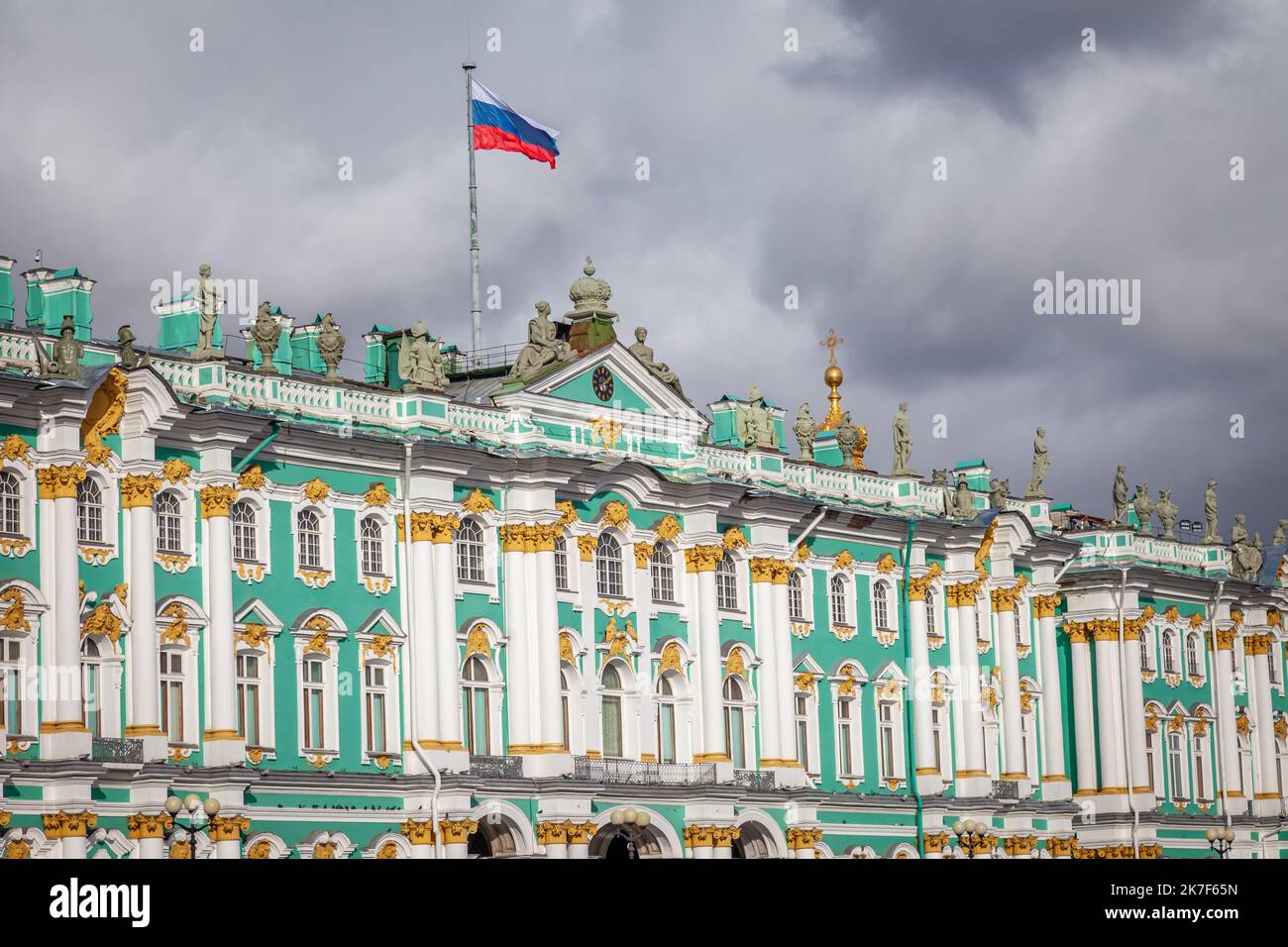 Russian state flag on Winter Palace, St.Petersburg, Russia Stock Photo ...