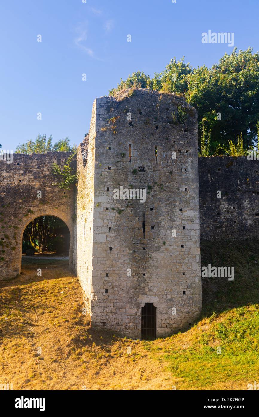 View of medieval castle walls Stock Photo - Alamy