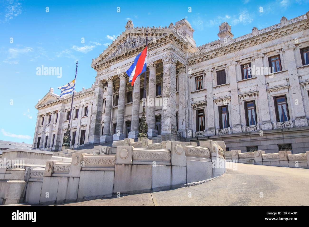 Parliament of Uruguay and national Flag , Montevideo, South America ...