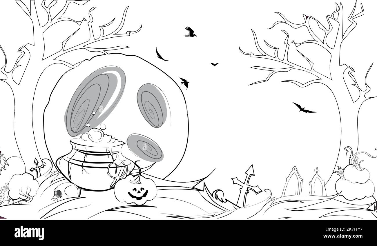 Trick or Treat coloring page. Halloween coloring page for kids. Cartoon ...