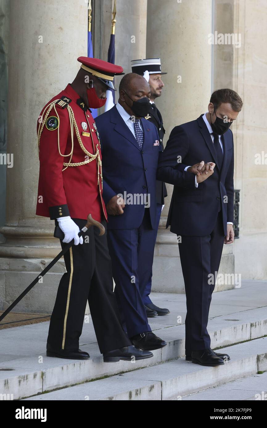 ©Sebastien Muylaert/MAXPPP - French President Emmanuel Macron and Gabon ...