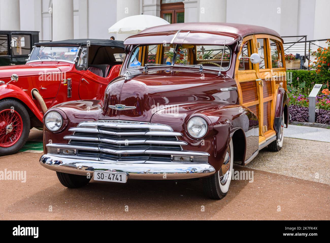 BADEN BADEN, GERMANY - JULY 2019: dark red CHEVROLET FLEETLINE ...
