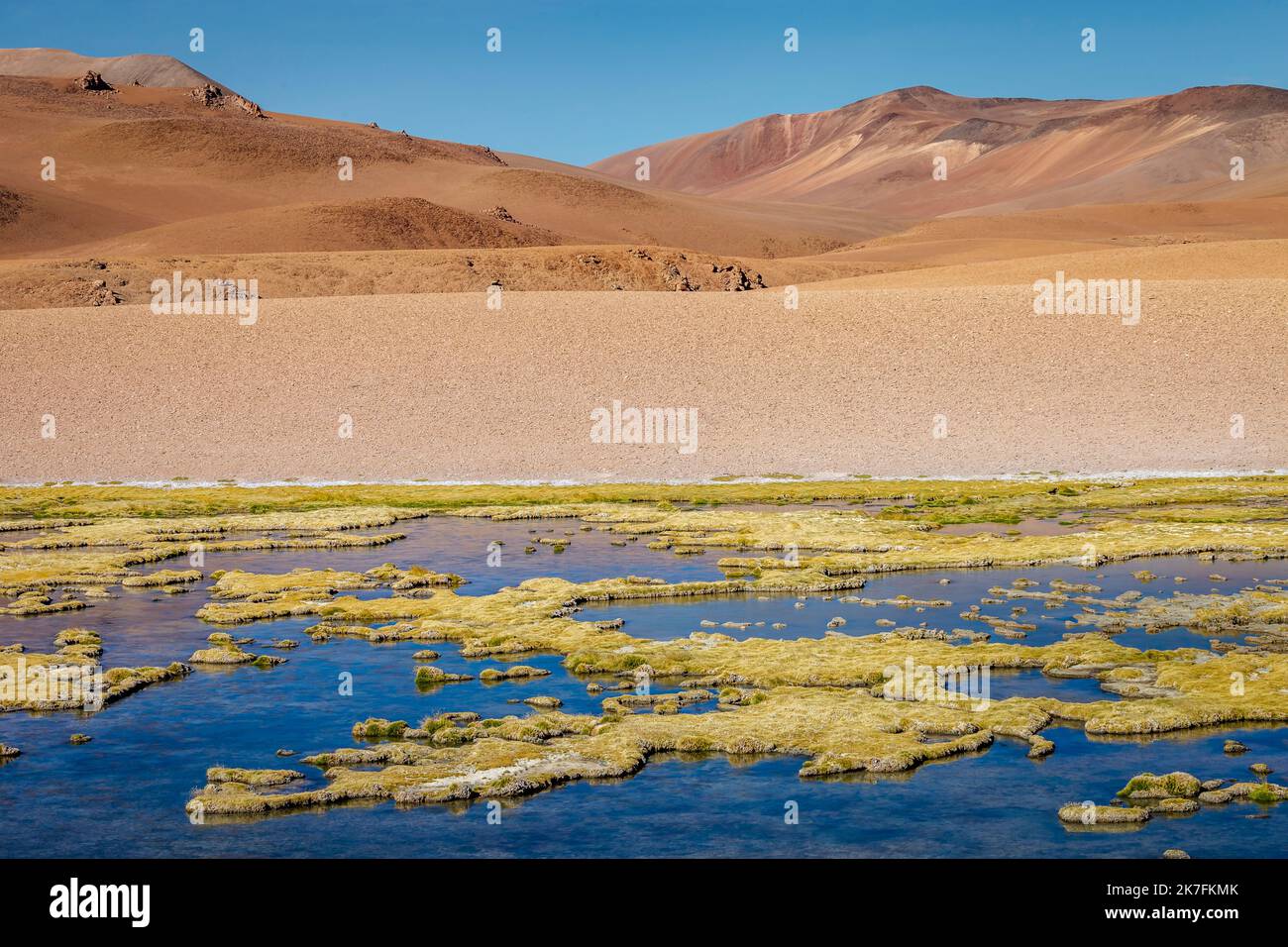 Salar de Atacama volcanic landscape and salt lake in Atacama Desert ...