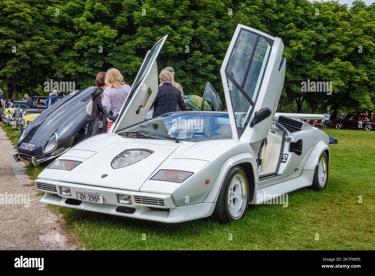 BADEN BADEN, GERMANY - JULY 2019: white LAMBORGHINI COUNTACH 1974 1990 ...