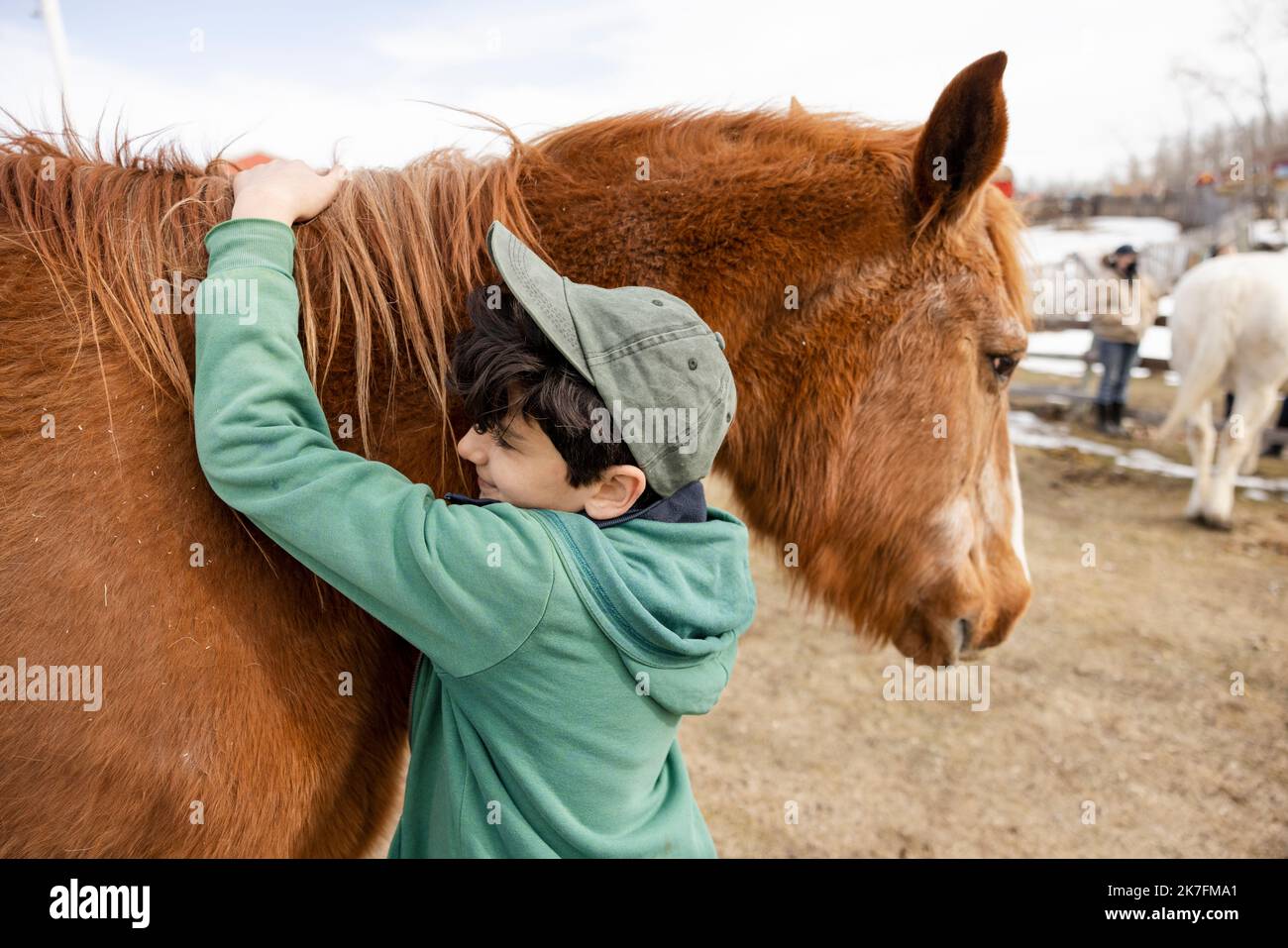 Person hugging with horse hi-res stock photography and images - Alamy