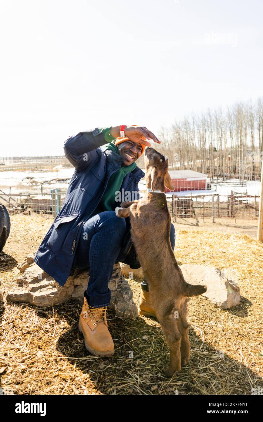 Man with goat hi-res stock photography and images - Alamy