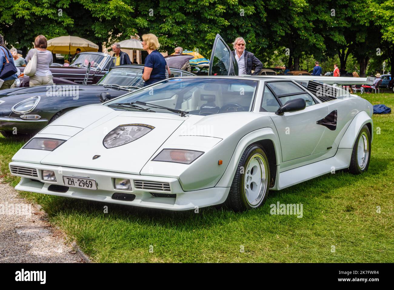 BADEN BADEN, GERMANY - JULY 2019: white LAMBORGHINI COUNTACH 1974 1990 ...