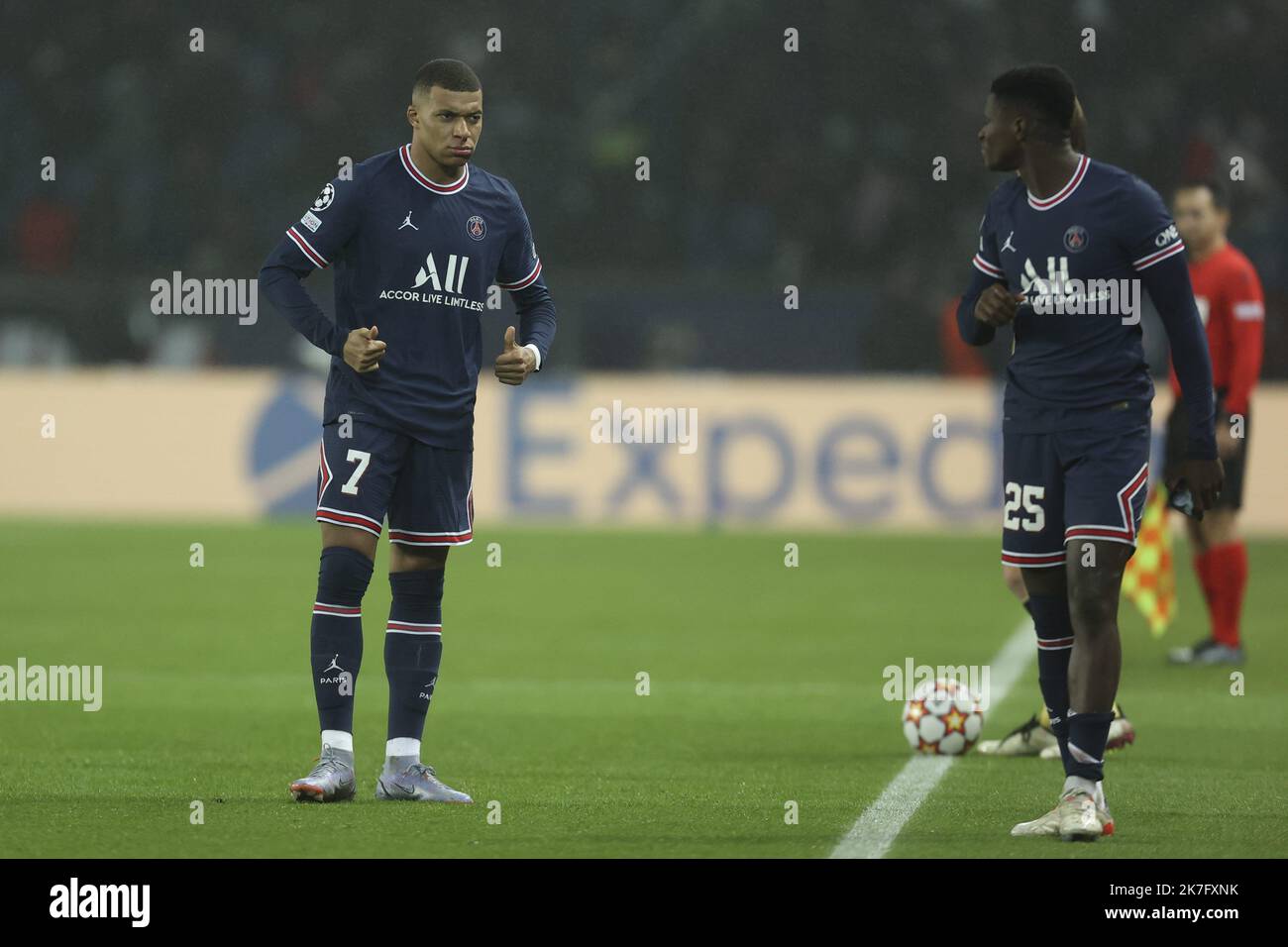 ©Sebastien Muylaert/MAXPPP - Kylian Mbappe of Paris Saint-Germain reacts during the UEFA ...