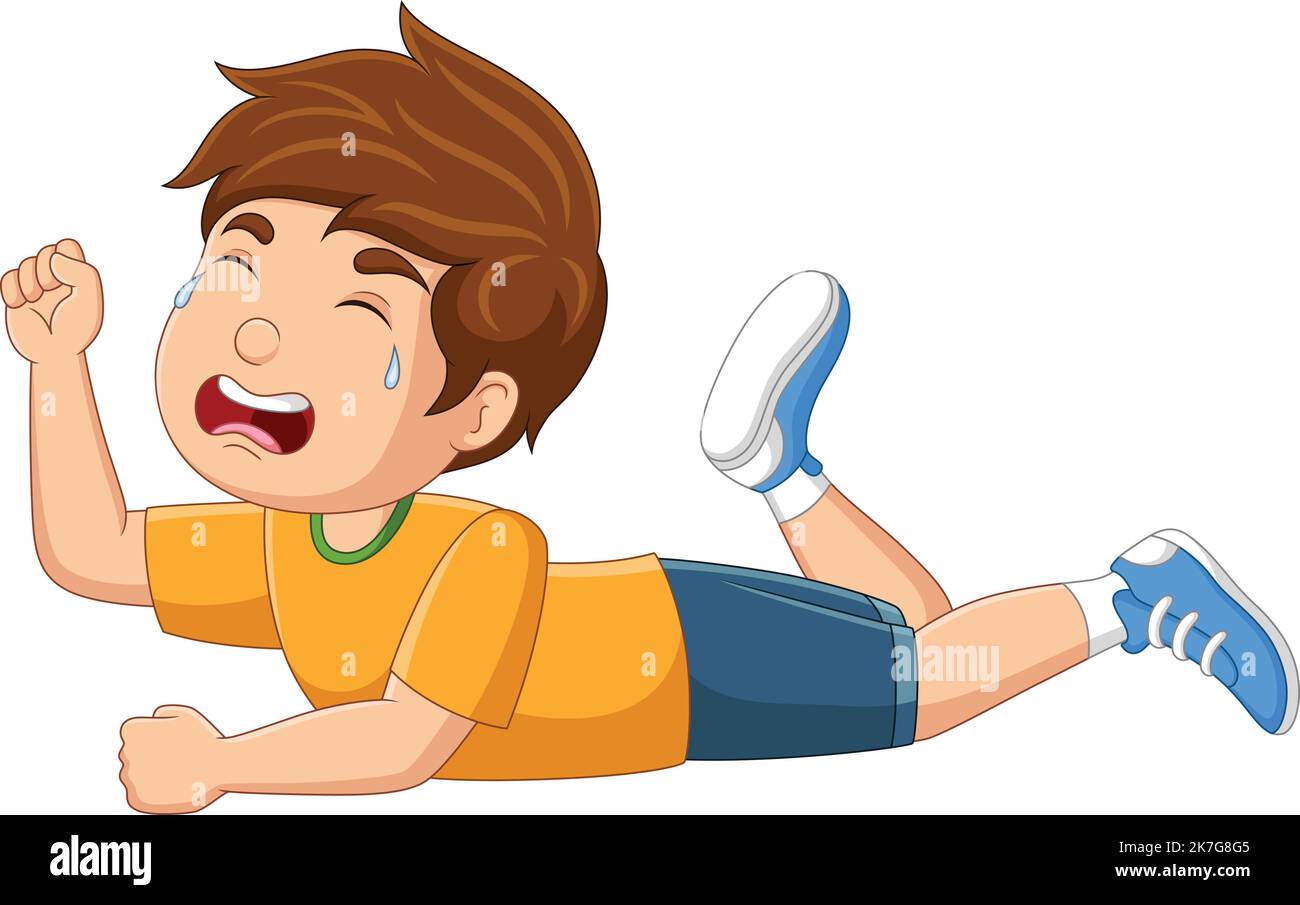 Cartoon little boy crying on white background Stock Vector Image & Art ...