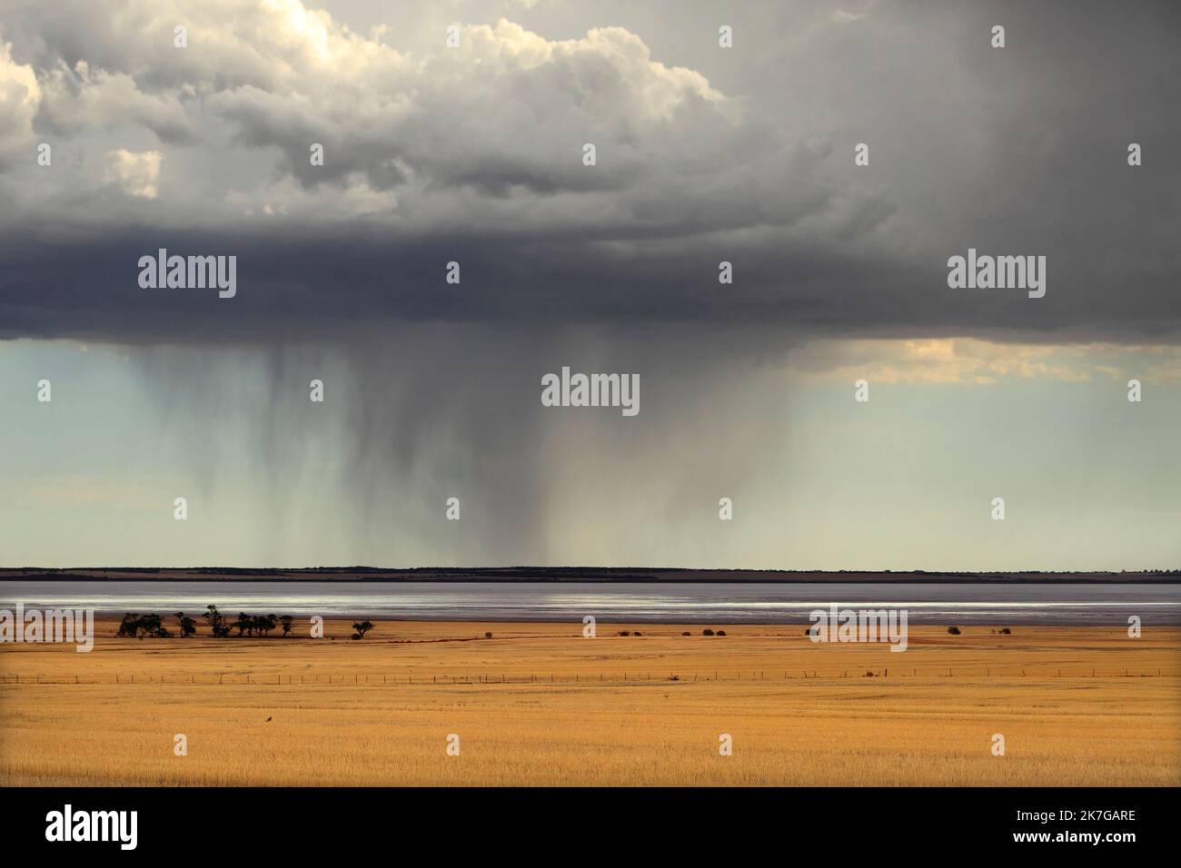 Storm over Farmland and Yarra Yarra Lake, Carnamah, Western Australia ...