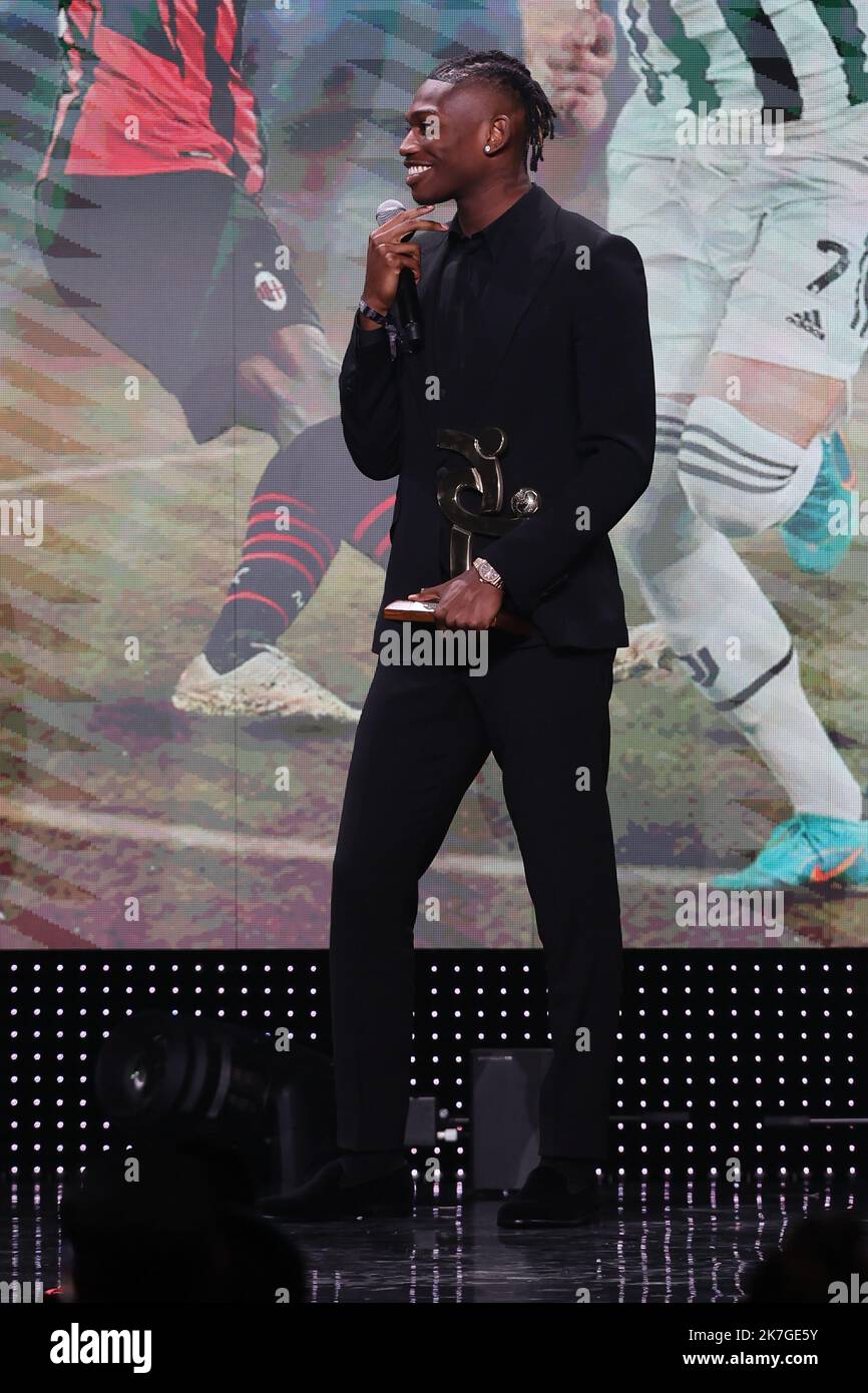 Rafel Leao wins the award for best forward Serie A 2021/22 during the ...