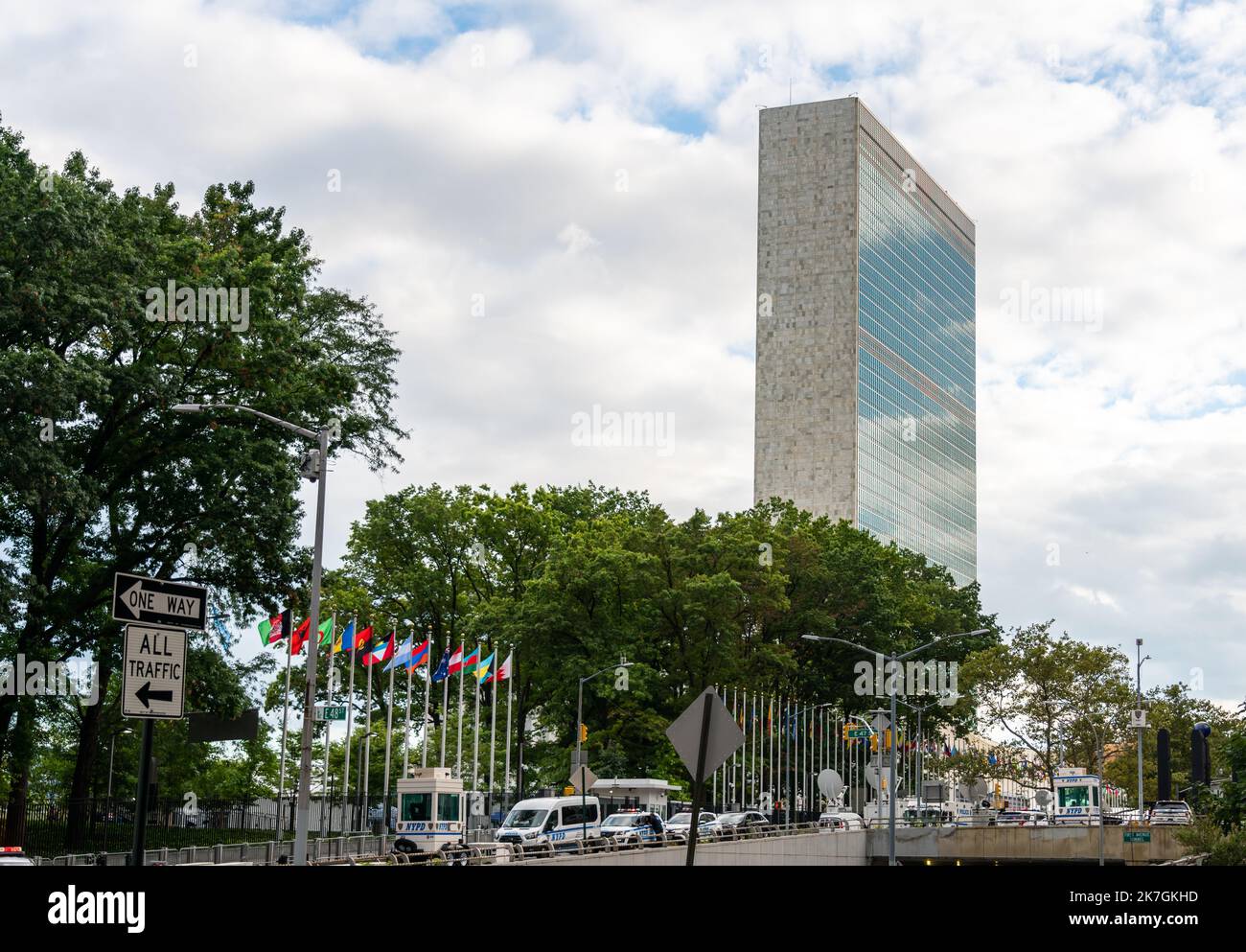 New York City, United States - September 20, 2022. The UN building ...