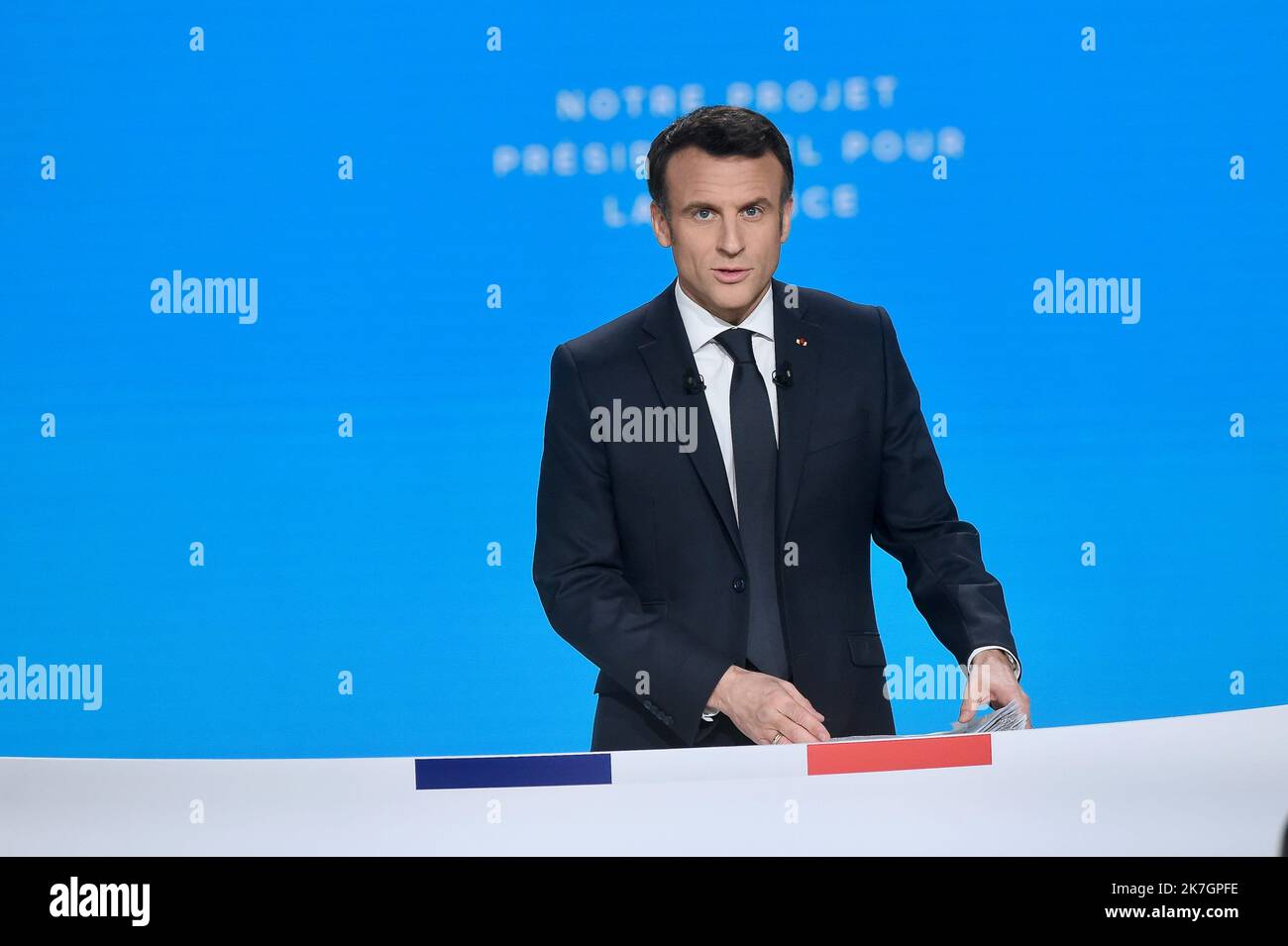 ©franck castel/MAXPPP - 20220003 Emmanuel Macron devoile son programme ...