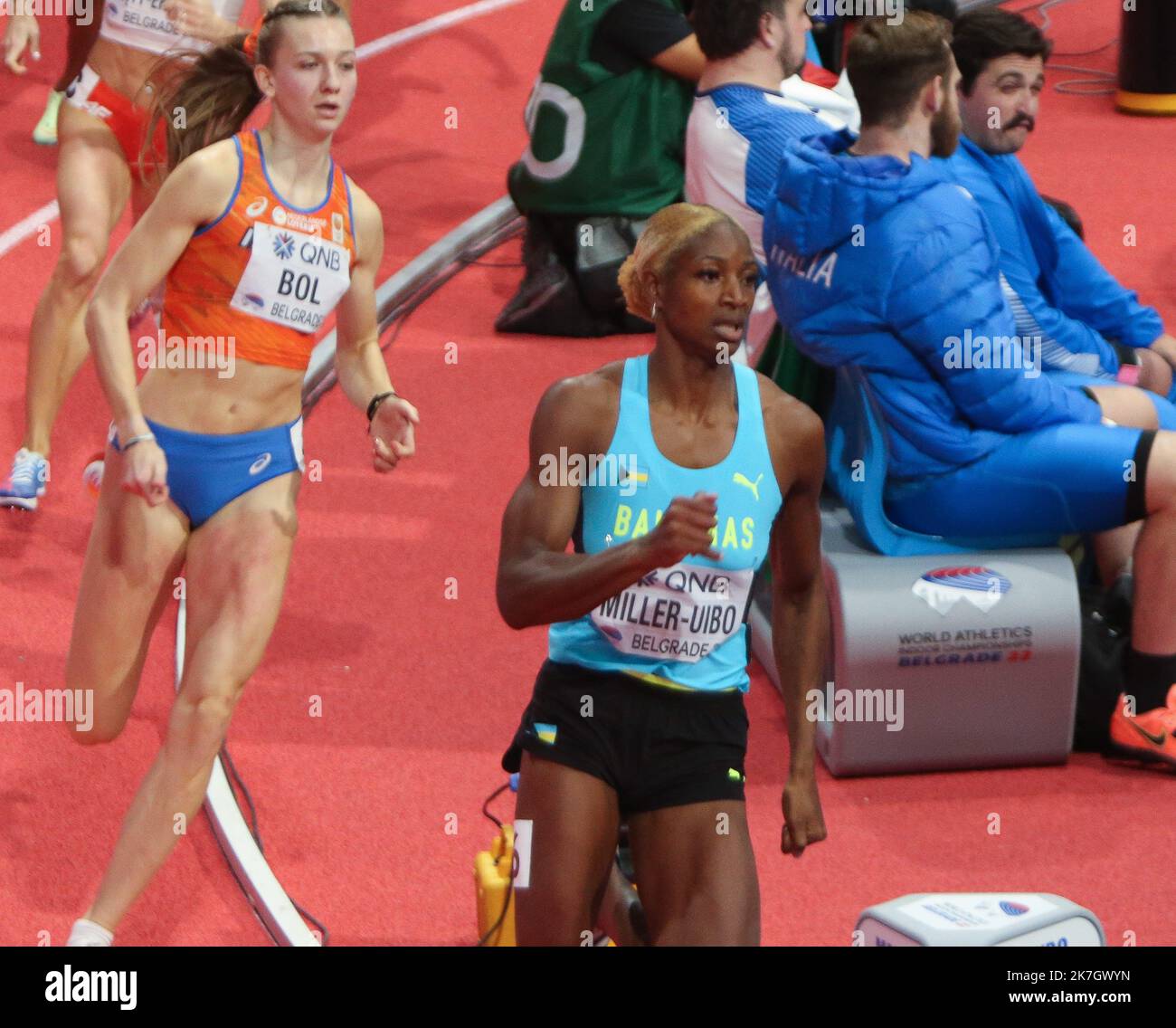 ©Laurent Lairys/MAXPPP - Shaunae MILLER-UIBO of Bahamas and Femke BOL ...