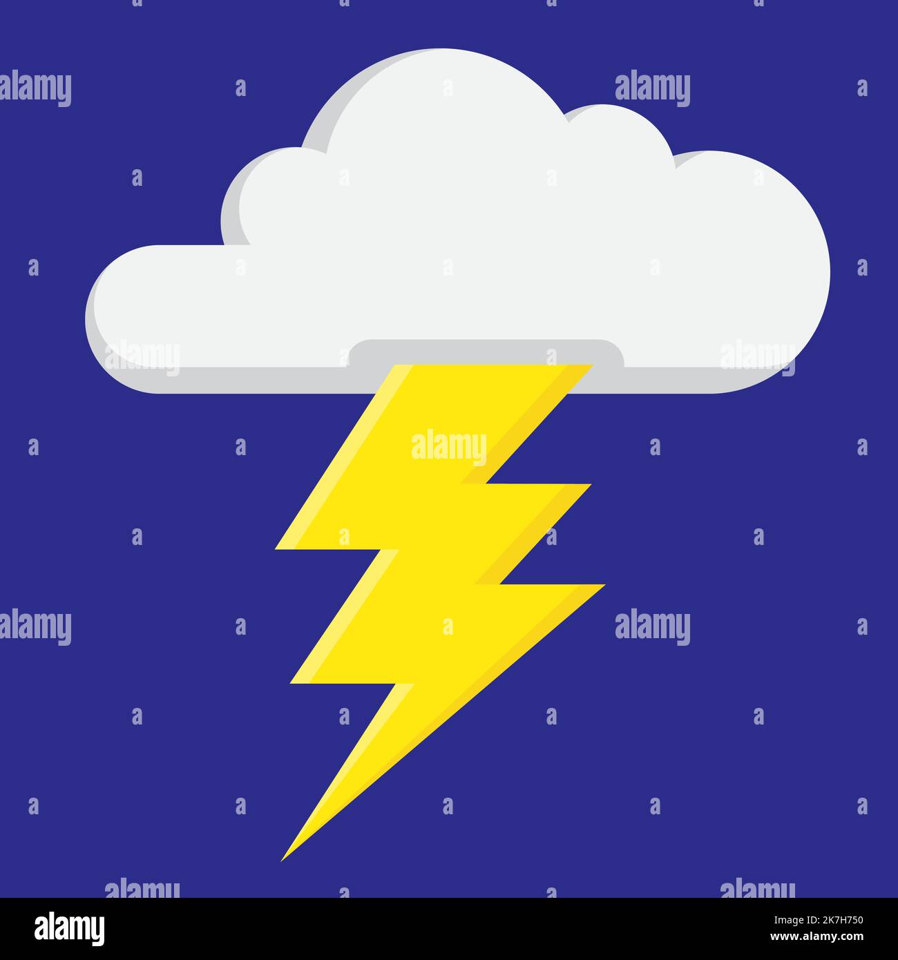 Cloud with lightning bolt icon. Fun vector illustration of floating ...