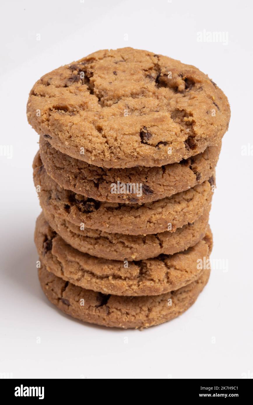 Chocolate chip cookies isolated on white background, Homemad cookies ...