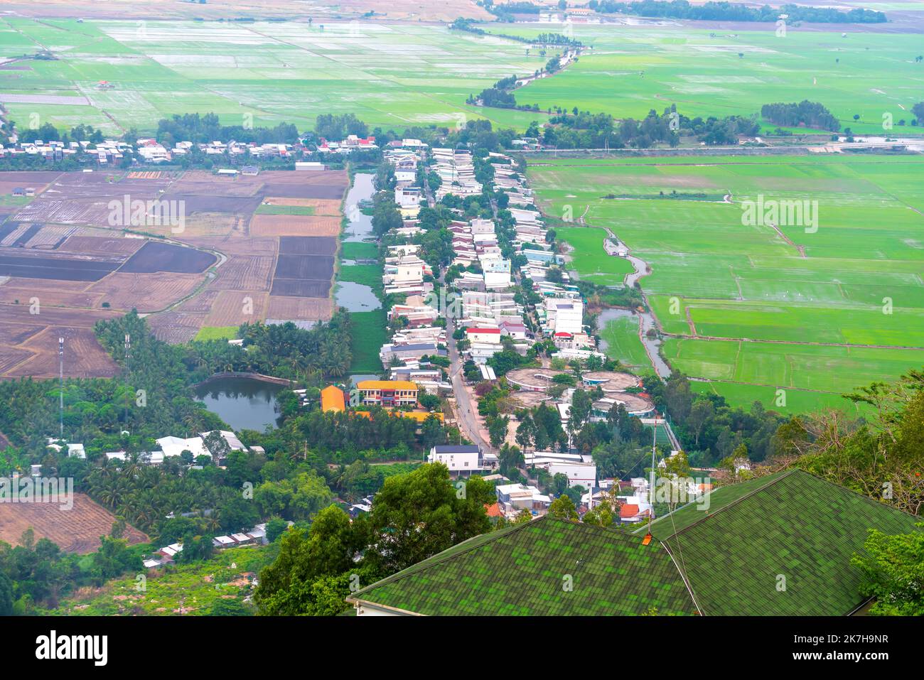 View Of Chau Doc From Sam Mountain In Vietnam. This is a spiritual land ...