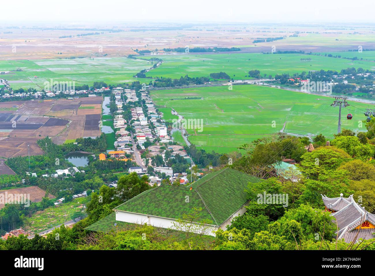 View Of Chau Doc From Sam Mountain In Vietnam. This is a spiritual land ...