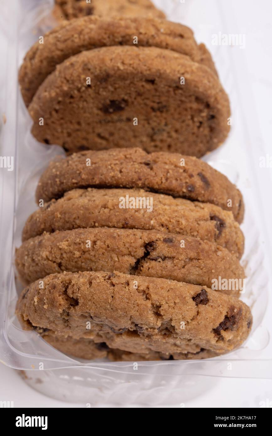 Chocolate chip cookies isolated on white background, Homemad cookies ...