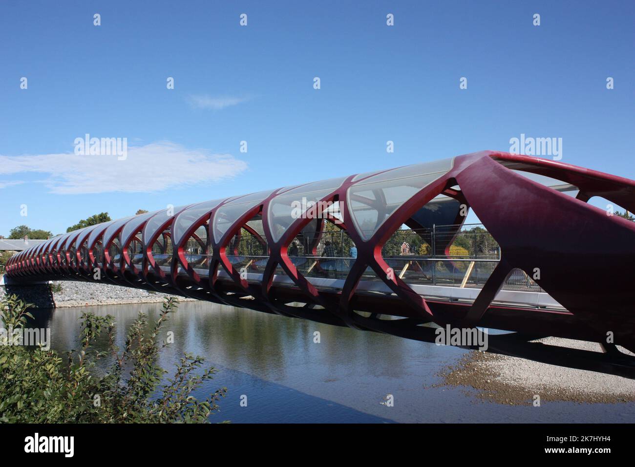 The Peace Bridge by Santiago Calatrava across the Bow River from ...