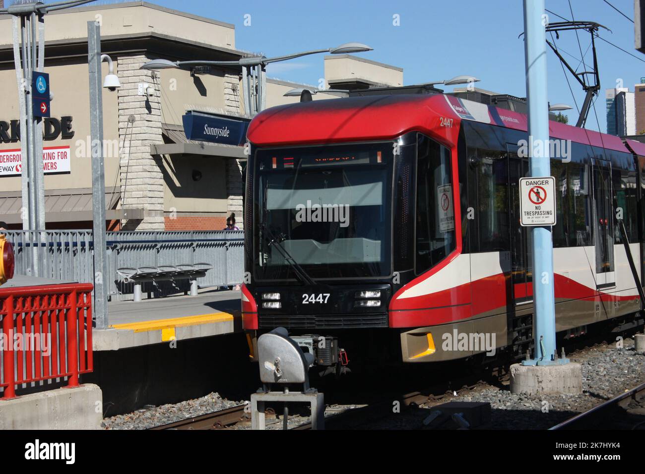 Train on the redline of the Calgary train at Sunnyside station, Calgary ...