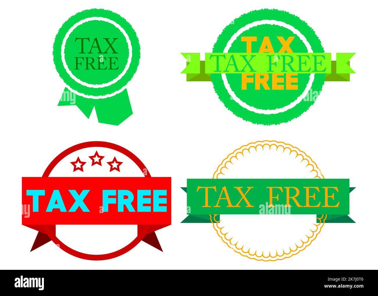 Set of ribbon with Tax Free text. Banner template. Label sticker. Sign ...