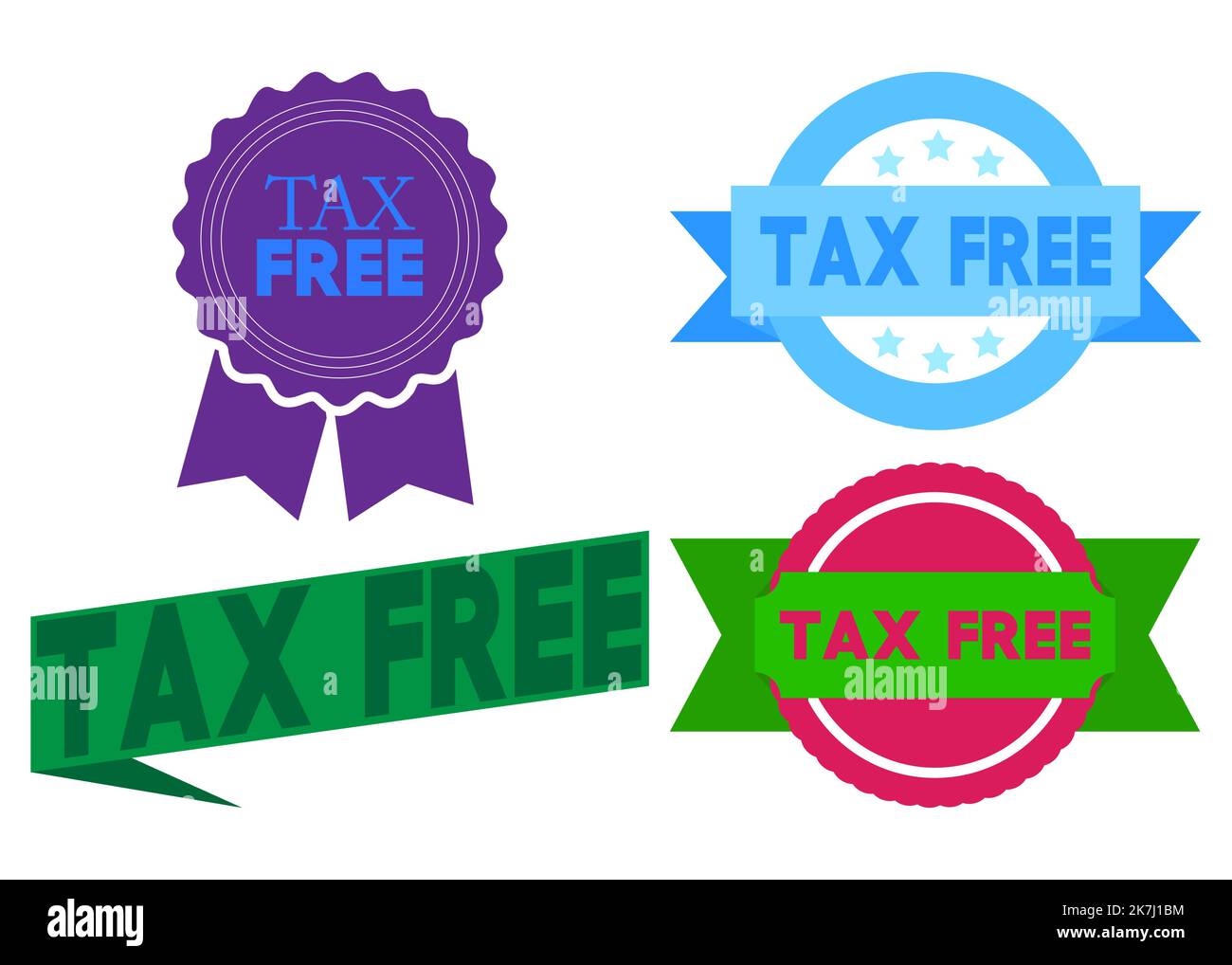 Set of ribbon with Tax Free text. Banner template. Label sticker. Sign ...
